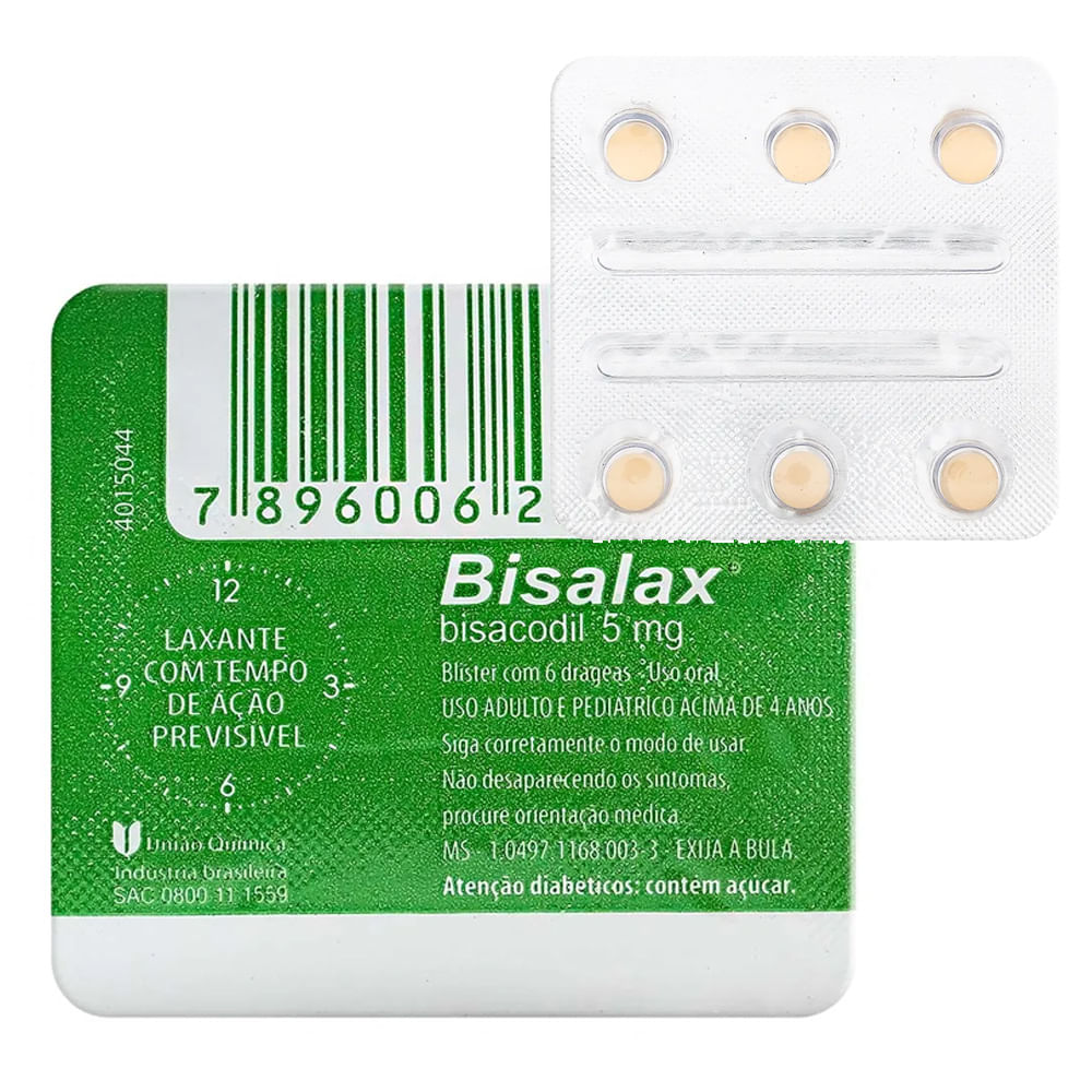 Bisalax 5mg 6 Comprimidos - Farmácia Indiana