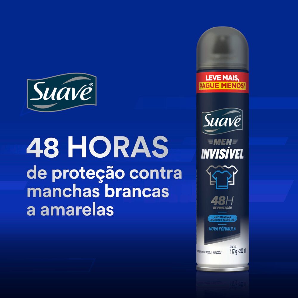 Desodorante Aerosol Suave Suave Invisible 48 horas de proteção 200 ML